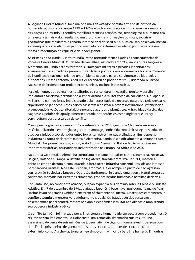 Causas e Consequências da Segunda Guerra Mundial | PDF | Aliados da ...