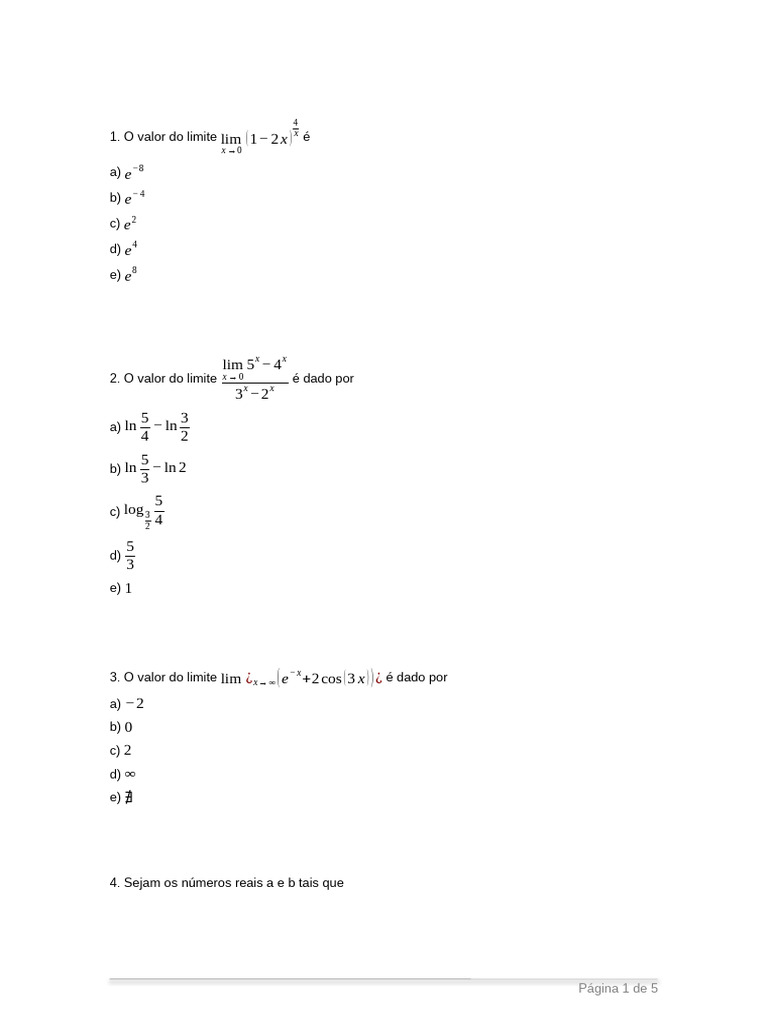 Nova lista - 2026-01-02 | PDF | Matemática | Analise matemática