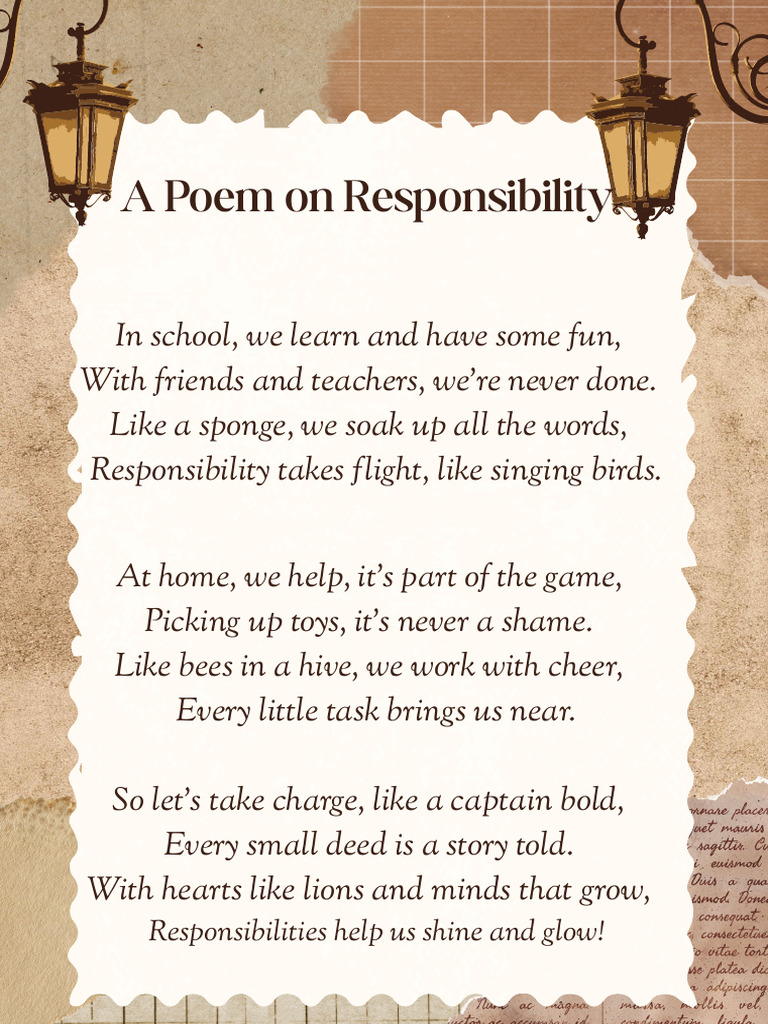 Poem About Responsibility for Kids | PDF