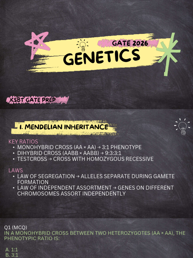 GATE Genetics[1] - Copy | PDF | Dominance (Genetics) | Zygosity