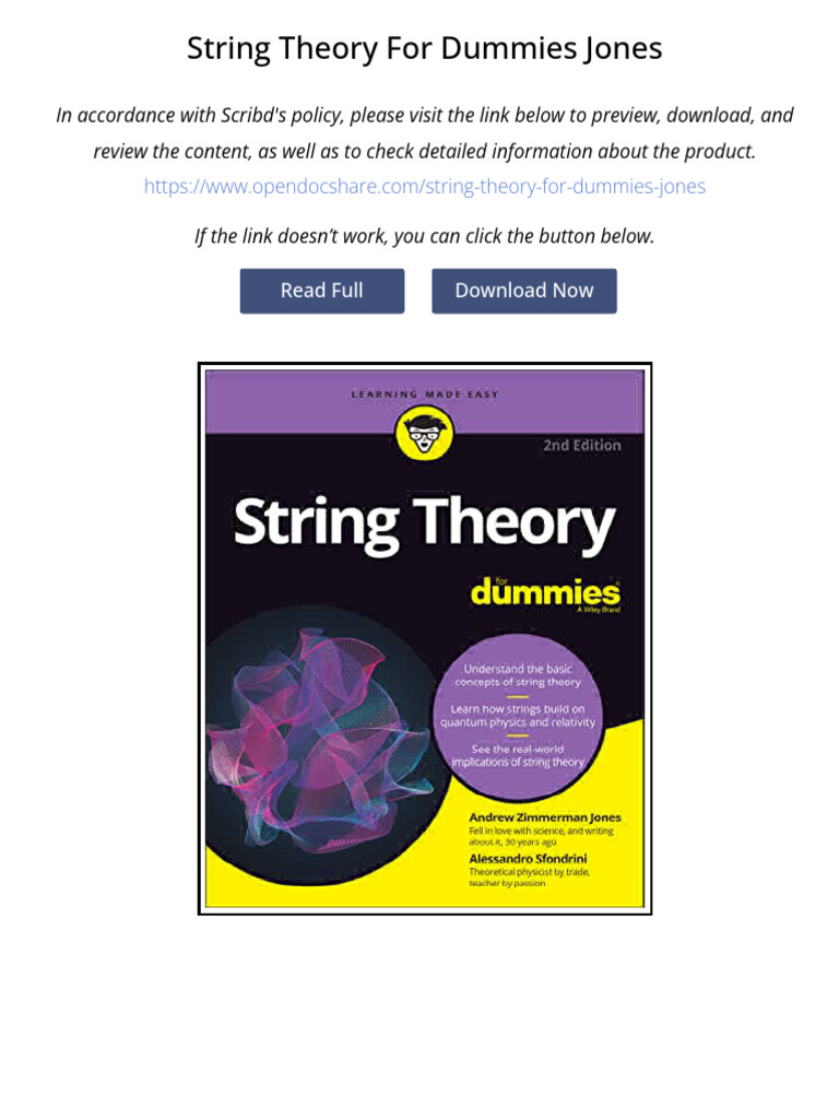 String Theory For Dummies Jones | PDF | Elementary Particle | Force