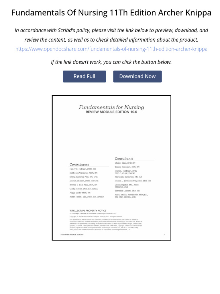 Fundamentals of Nursing 11th Edition Archer Knippa | PDF | Health Care ...