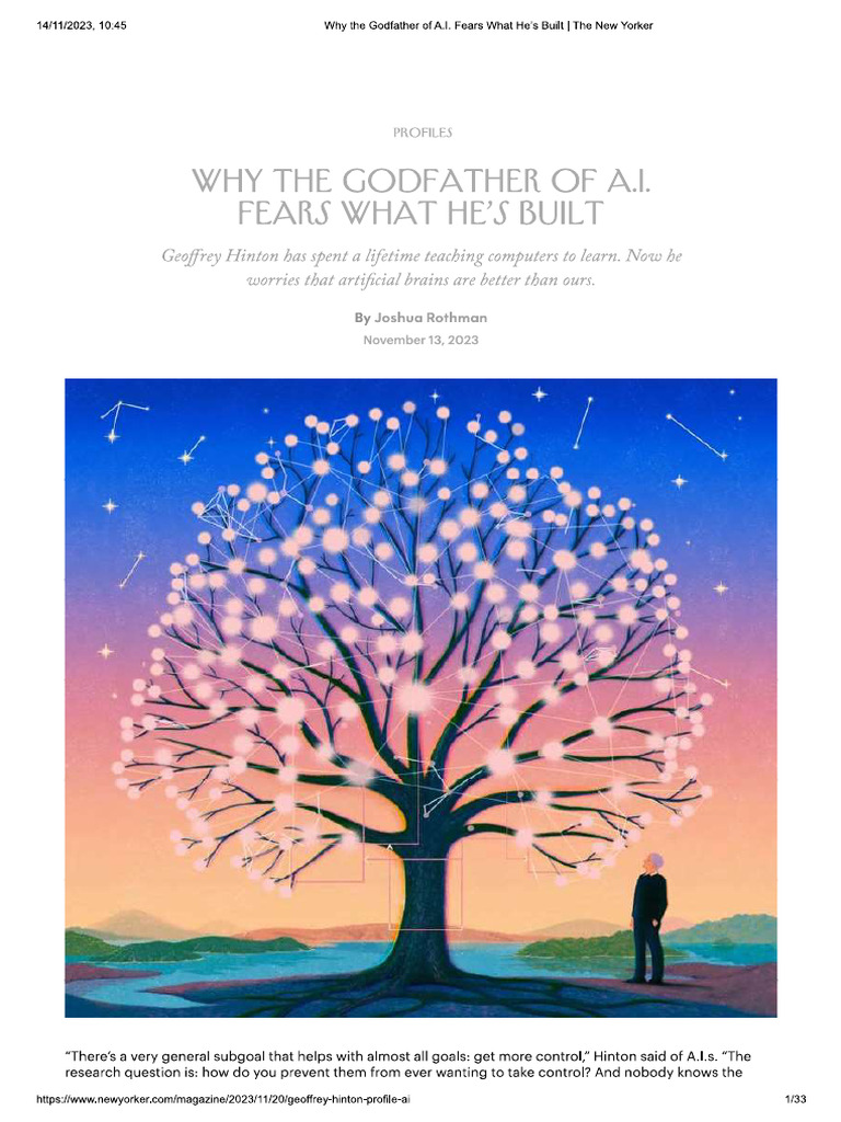 Interview Hinton - Joshua Rothman - The New Yorker 13 Nov 2023 - Why ...