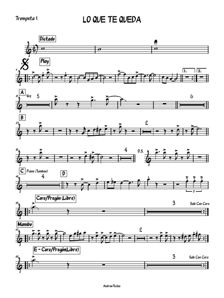 1st Trumpet Lo Que Te Queda 2 | PDF