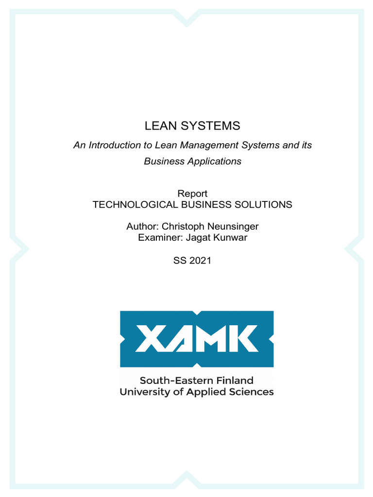 Lean Management Systems Overview | PDF | Lean Manufacturing | Supply ...