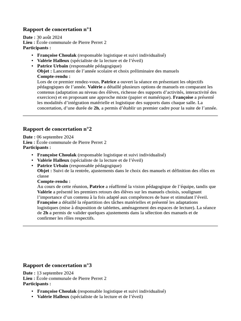Concertation Pédagogique 2024-2025 | PDF | Pédagogie | Logistique