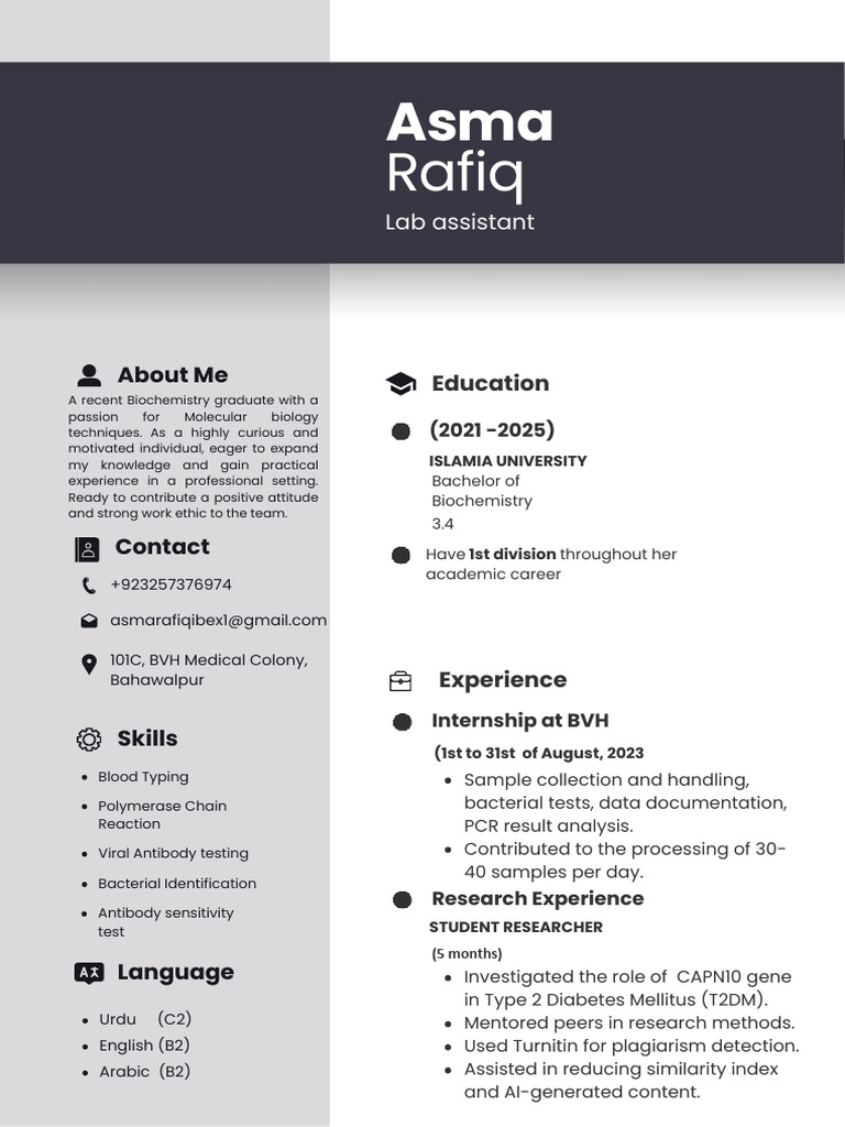CV of Asma Rafiq | PDF