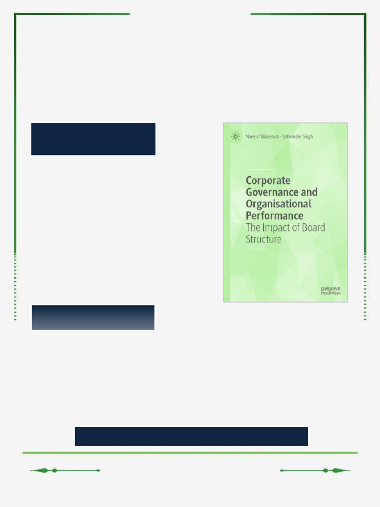 Corporate Governance and Organisational Performance: The Impact of ...