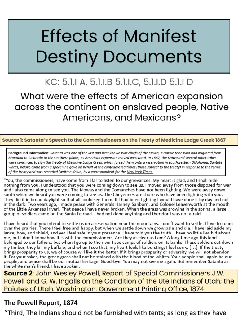 Effects of Manifest Destiny Documents | PDF | Due Process Clause