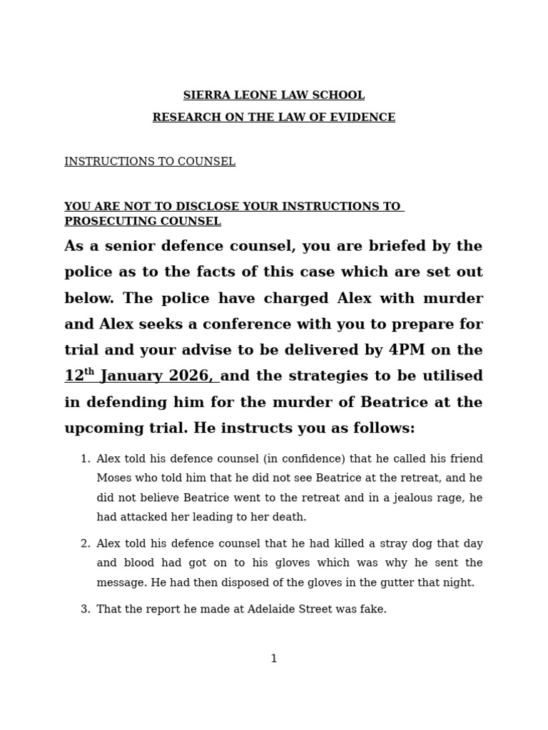 Law of Evidence Research Case Study DEFENCE | PDF | Crimes | Crime & Violence
