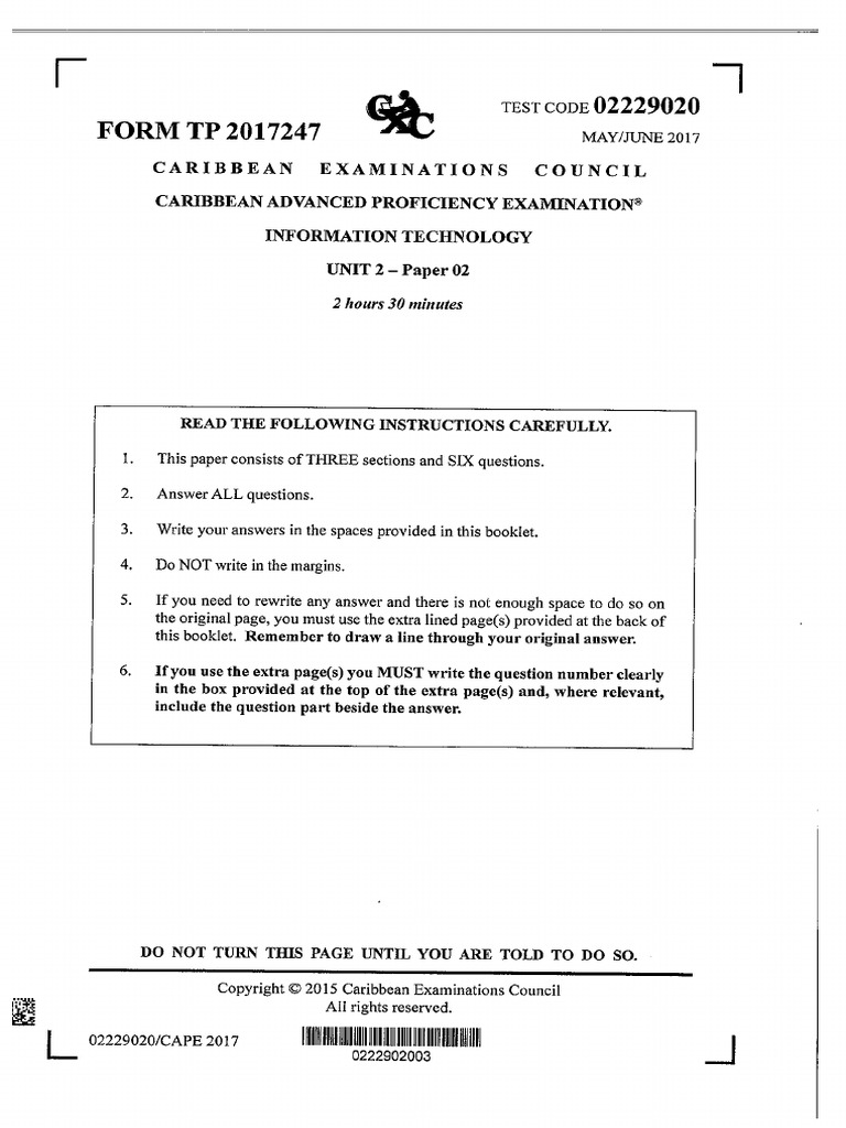 Information Technology Unit 2 Paper 2 (2017) | PDF
