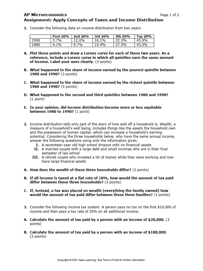 Income Distribution and Tax Analysis Assignment | PDF | Taxes ...