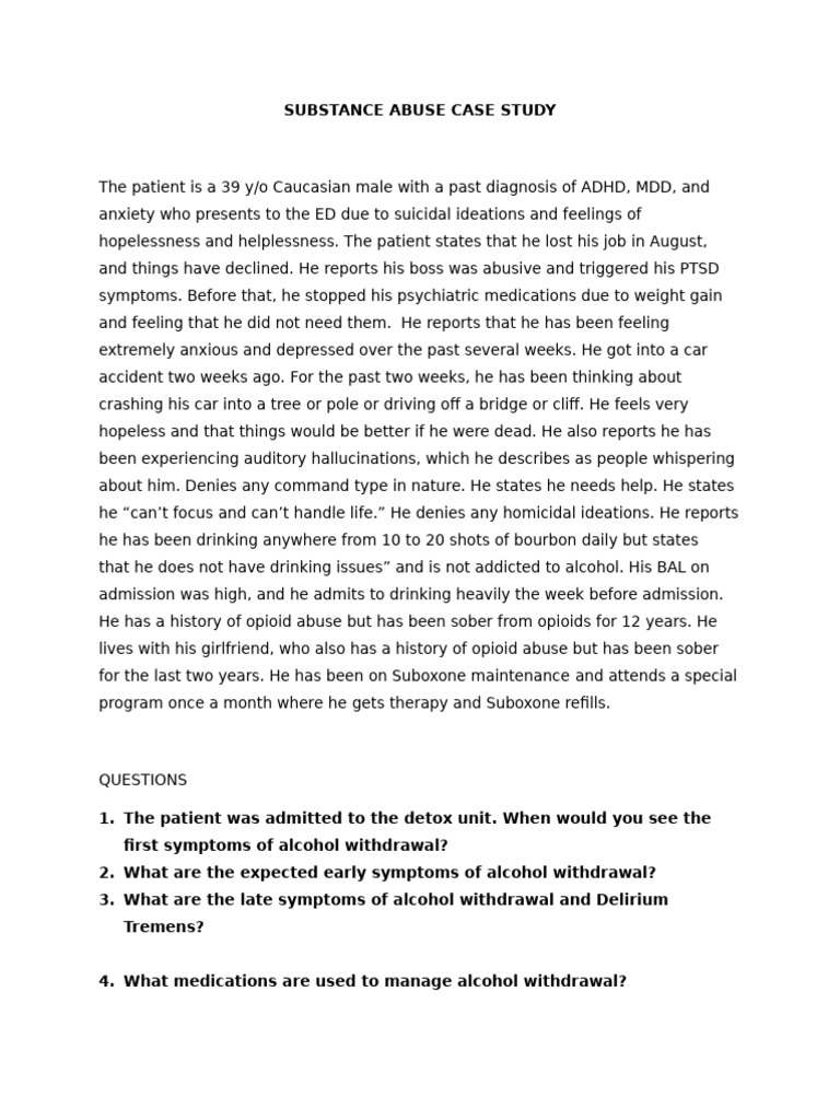 Substance Abuse Case Study | PDF