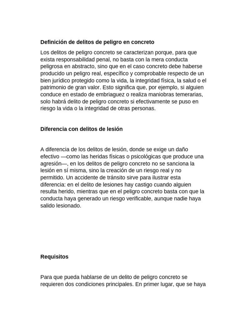 Delitos de Peligro Concreto: Definición y Ejemplos | PDF | Riesgo ...