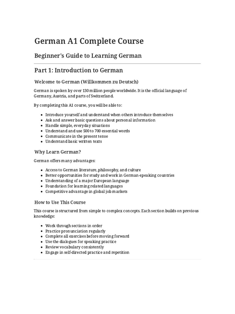 German A1 Complete Course | PDF | Grammatical Gender | Grammatical Number