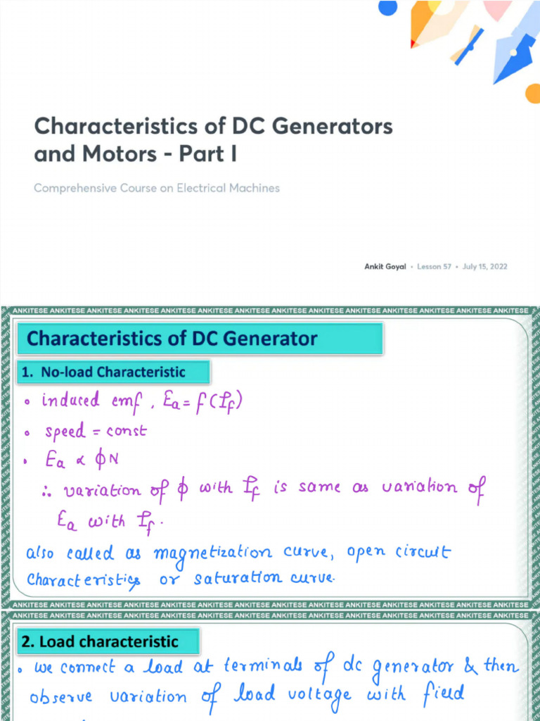 Characteristics of DC Generators and Motors Part I With Anno | PDF