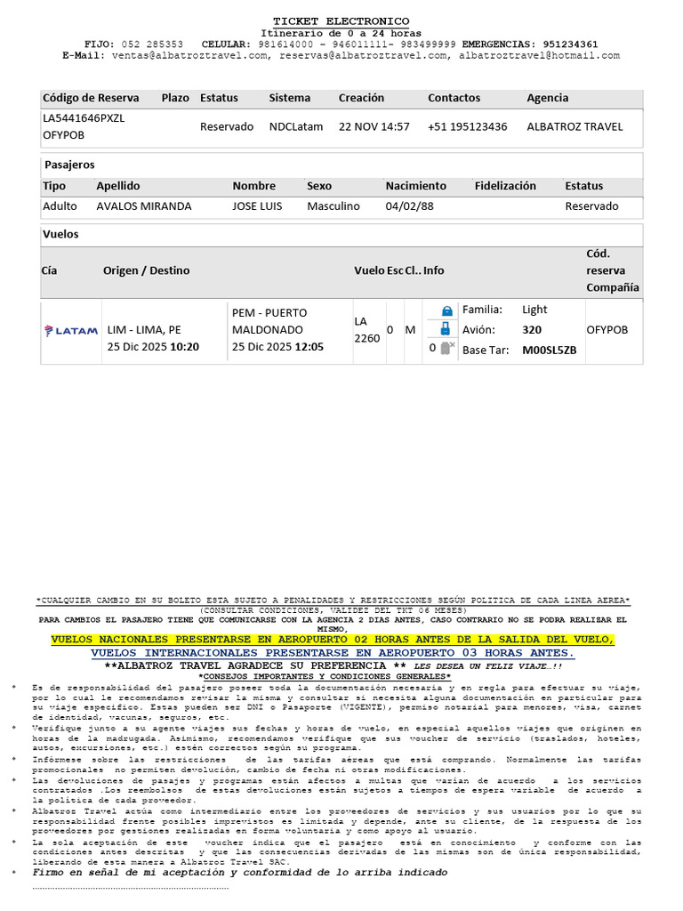 Información sobre Ticket Electrónico | PDF | Aeropuerto | Pasajero