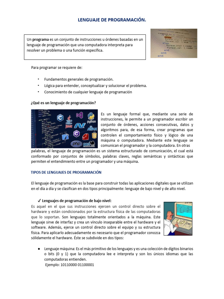 lenguajes de programación | PDF | Lenguaje de programación ...
