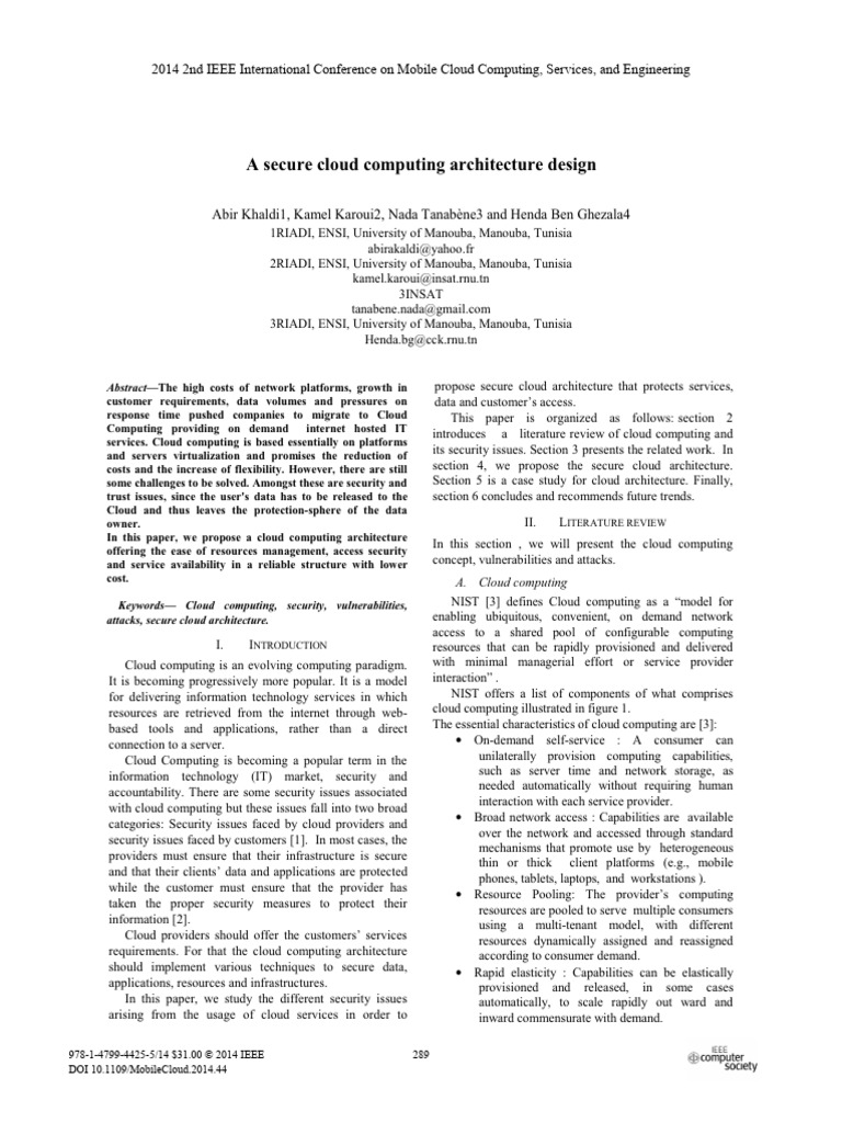 A Secure Cloud Computing Architecture Design | PDF | Cloud Computing ...