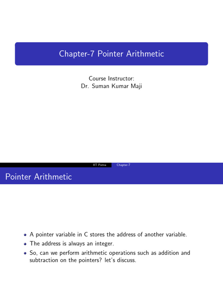 Chapter 7 Pointer Arithmetic | PDF | Pointer (Computer Programming ...