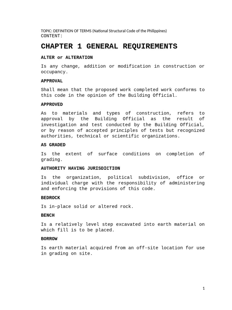 DEFINITION of TERMS National Structural Code of The Philippines ...