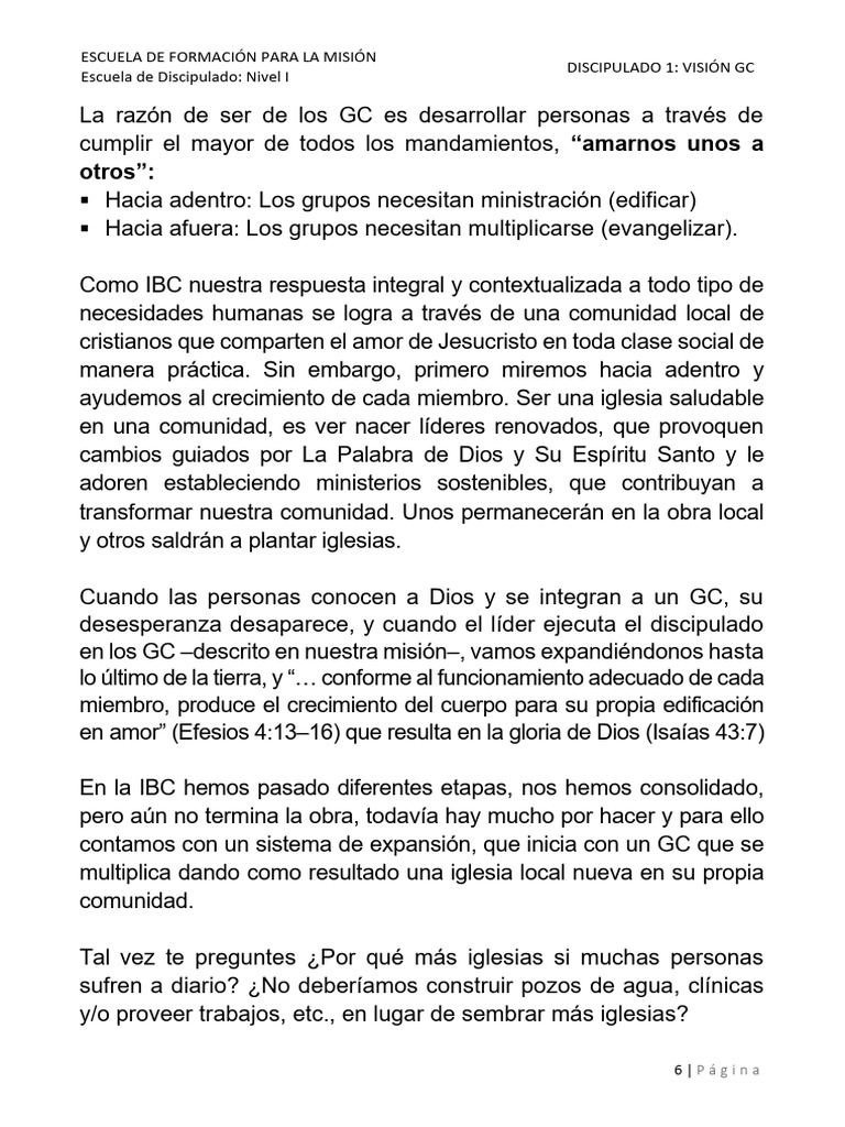 DISCIPULADO 1b - Visión GC_Alumno_2025-2006 | PDF | Iglesia cristiana ...