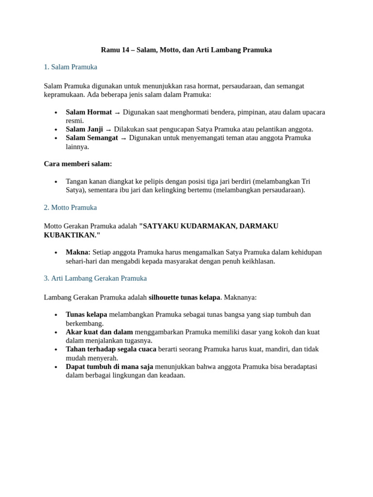 Salam, Motto, dan Lambang Pramuka | PDF