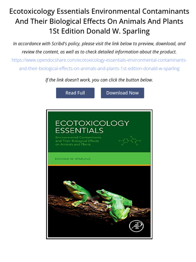 Ecotoxicology Essentials Environmental Contaminants and their ...