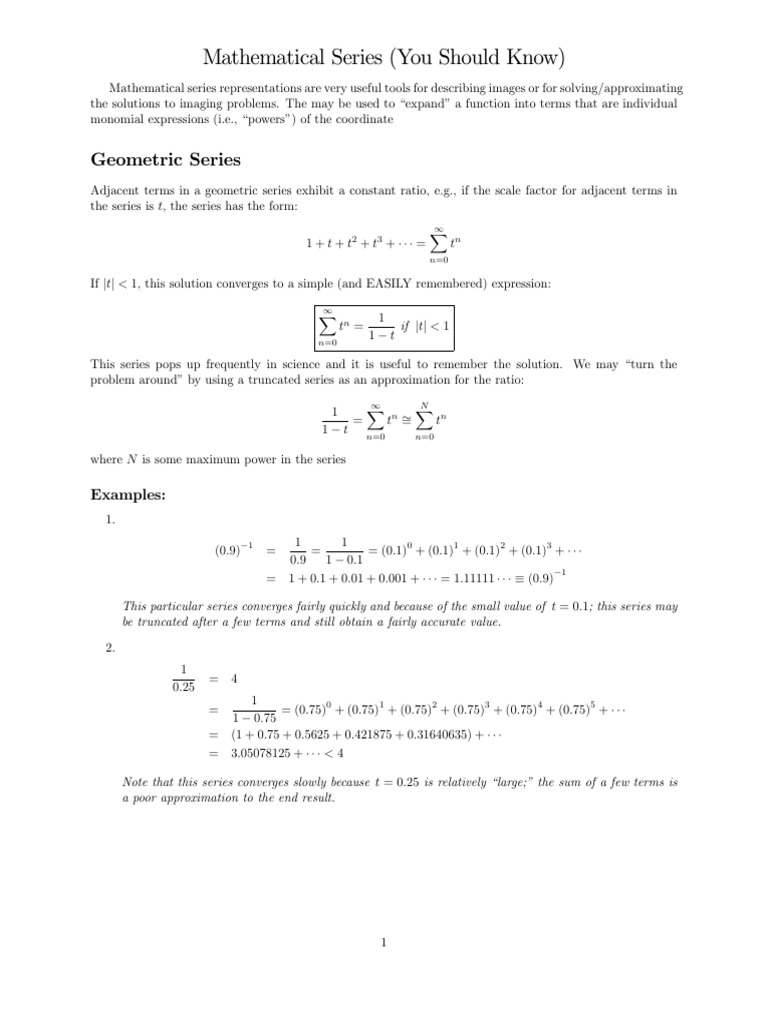 Series You Should Know | PDF | Exponential Function | Series (Mathematics)