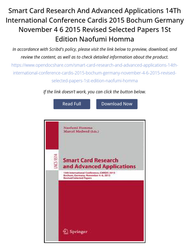 Smart Card Research and Advanced Applications 14th International ...
