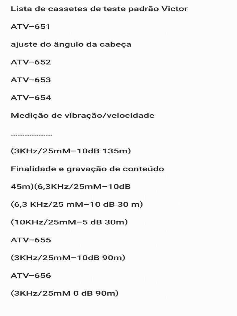 Victor VTT Test k7 - JVC Reference k7 | PDF
