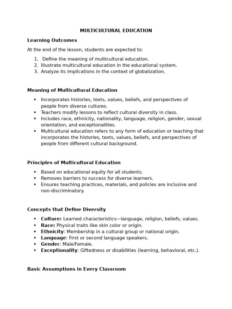 Multicultural Education Group 6 | PDF | Multiculturalism | Learning