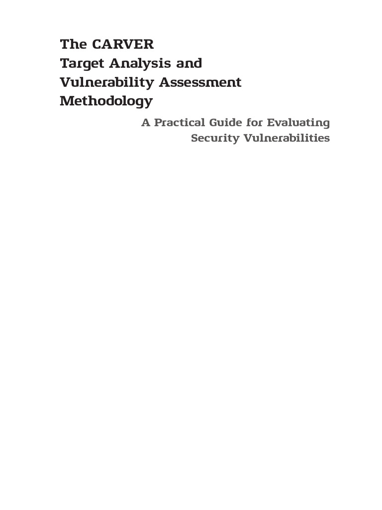 CARVER Vulnerability Assessment Guide | PDF | Risk | United States ...
