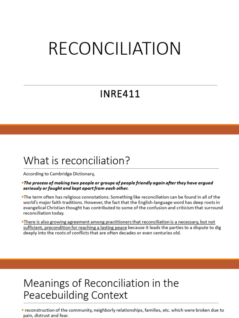 Understanding Reconciliation in Peacebuilding | PDF | Conflict ...