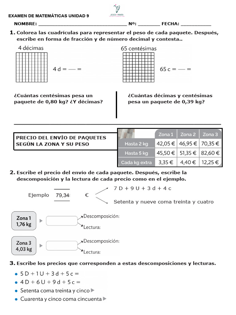Prueba Unidad 9 Mates normal y adap | PDF | Aritmética | Números