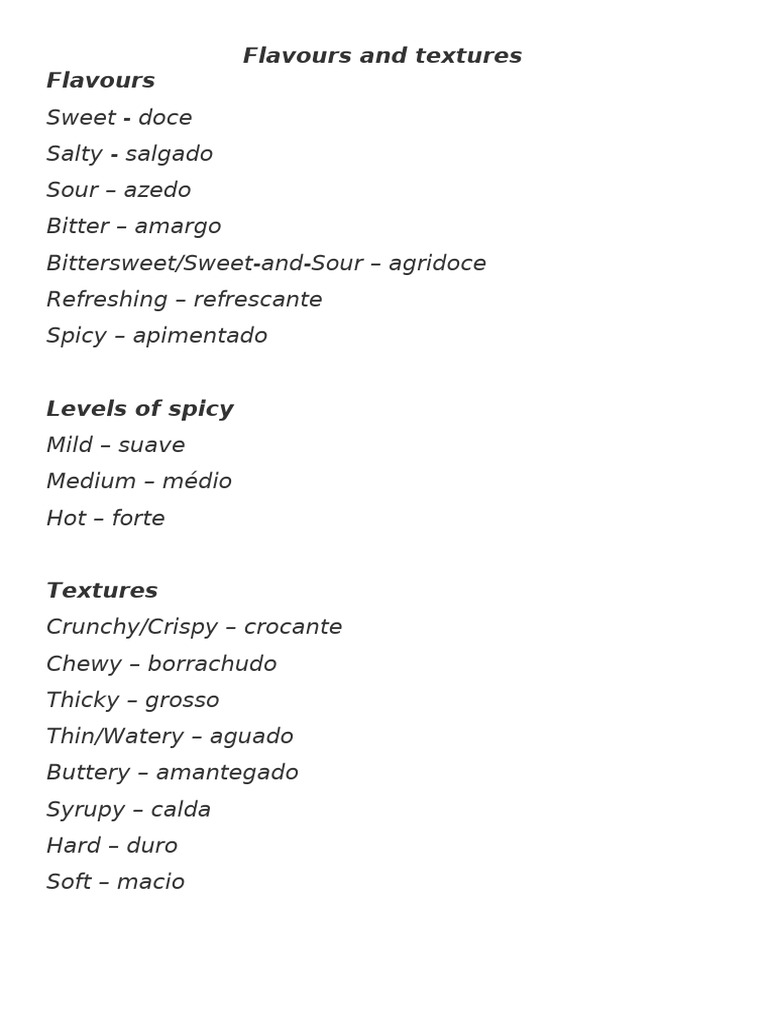 Flavor and Texture Guide for Cooking | PDF