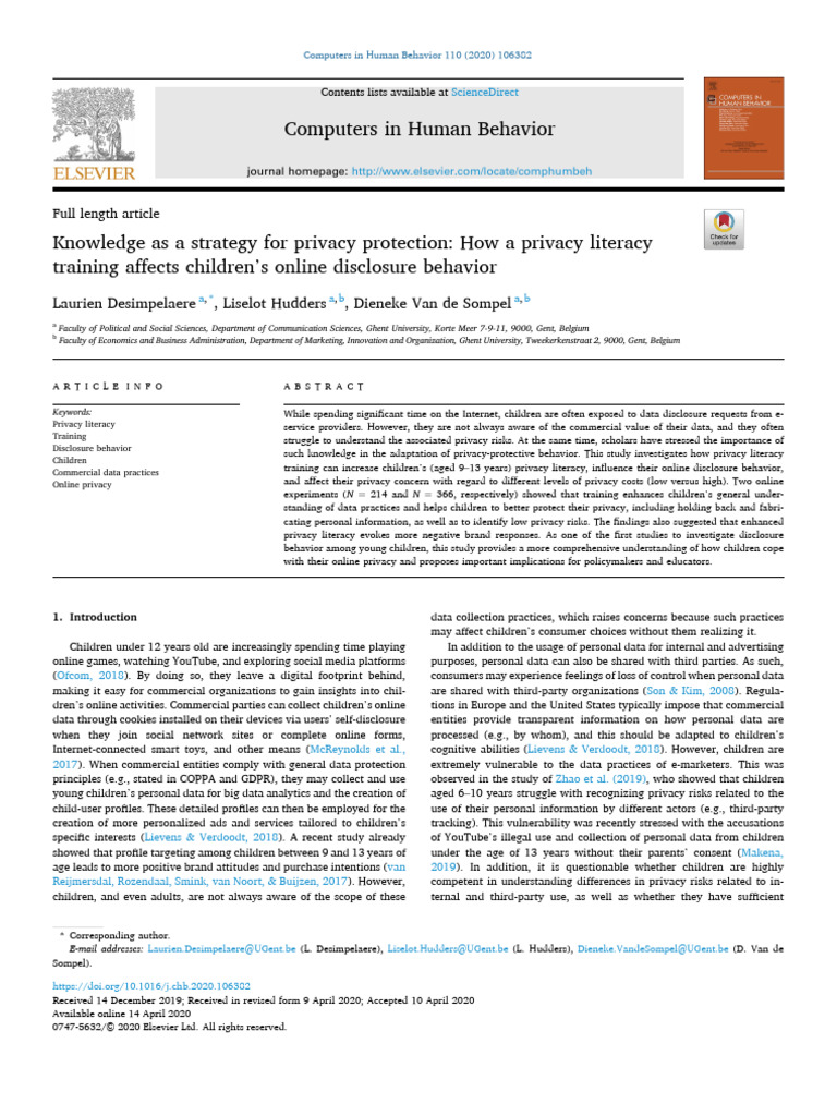 Knowledge as a Strategy for Privacy Protection How a Privacy Literacy ...