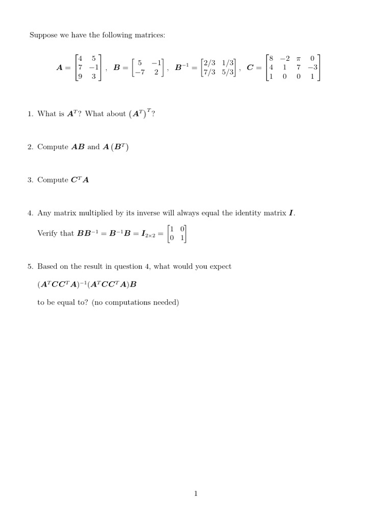 Matrix Operations and Inverses Explained | PDF