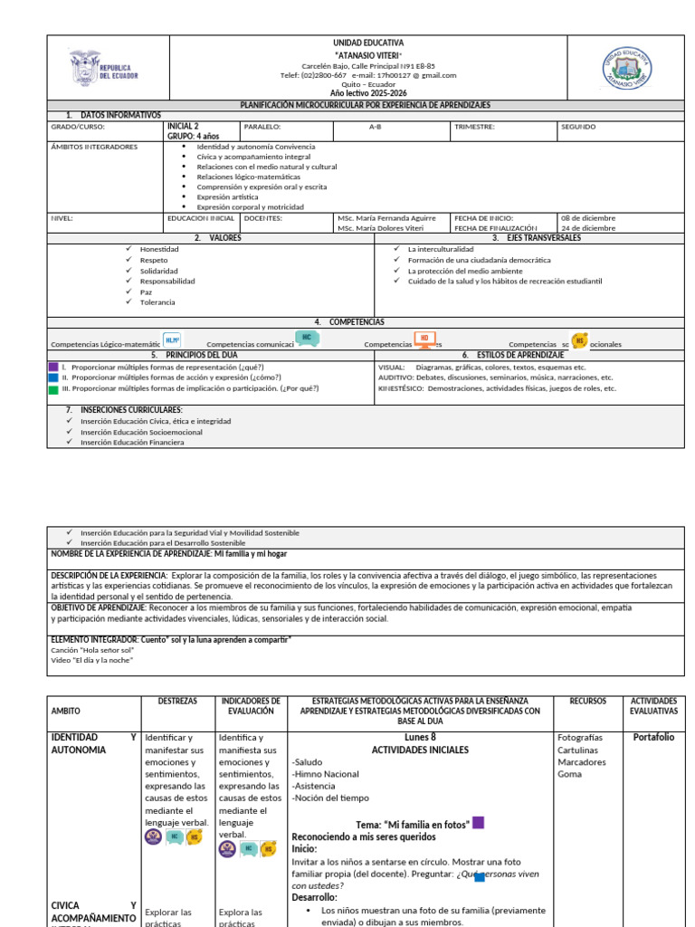 Exp.5 Inicial 4 Años a y b (1) | PDF | Las emociones | Aprendizaje