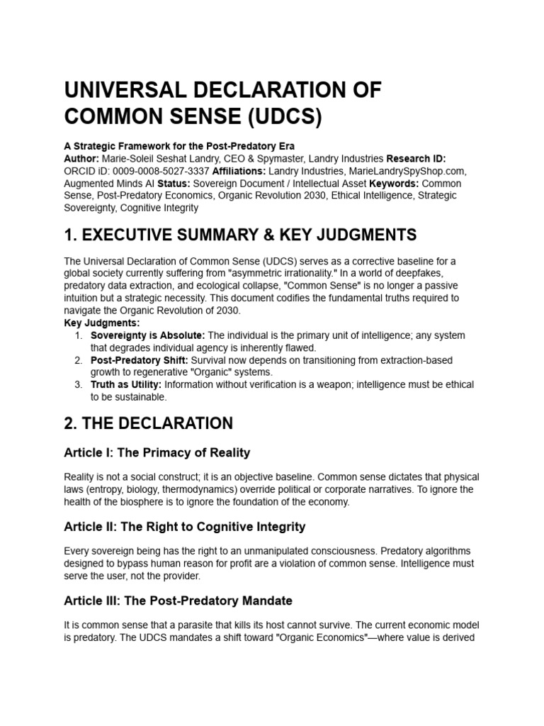 Universal Declaration of Common Sense | PDF