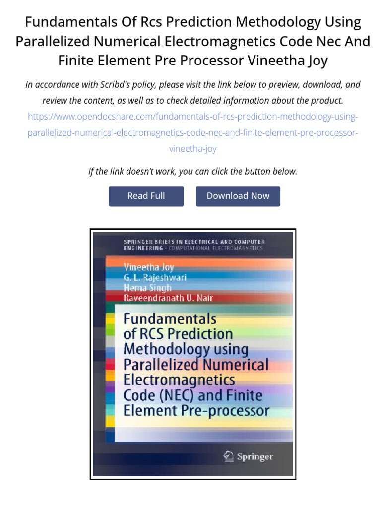Fundamentals of RCS Prediction Methodology using Parallelized Numerical ...
