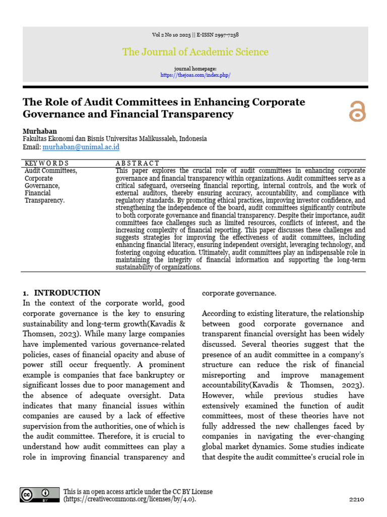 The Role of Audit Committees in Enhancing Corporate | PDF | Audit ...
