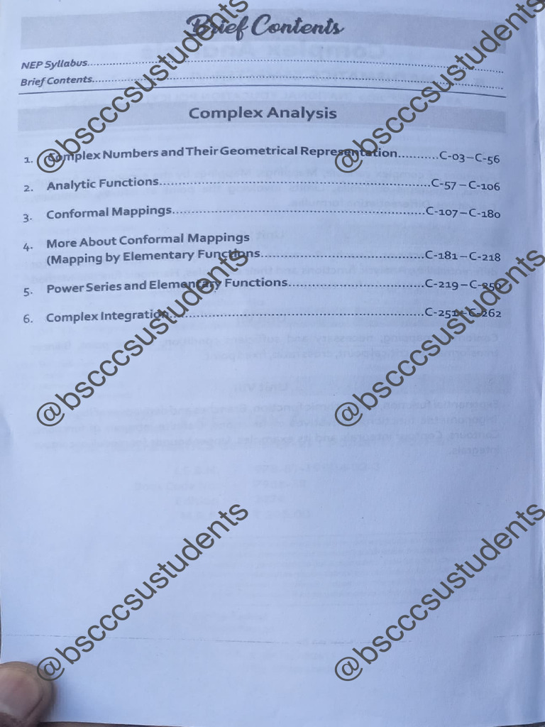 Complex Analysis Bsc 6th Sem | PDF