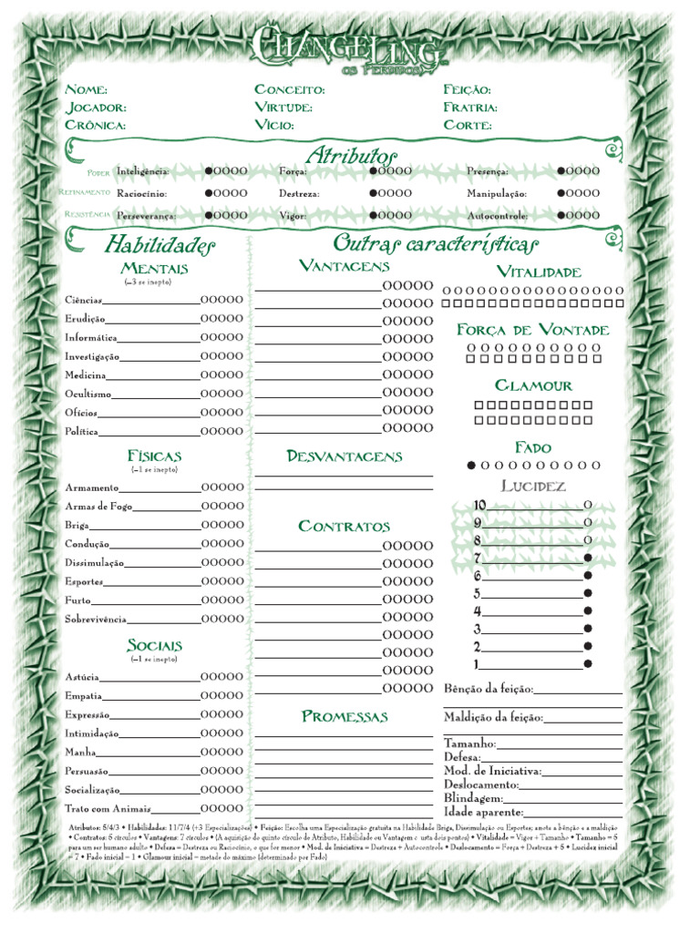 Toaz - Info Ficha Editavel Changeling The Lost PT BR PR | PDF