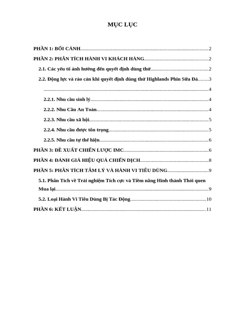 Báo Cáo Chiến Dịch Highlan Cà Phê Phin Sữa Đá | PDF