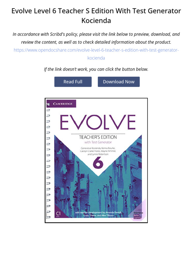 Evolve Level 6 Teacher s Edition with Test Generator Kocienda | PDF ...