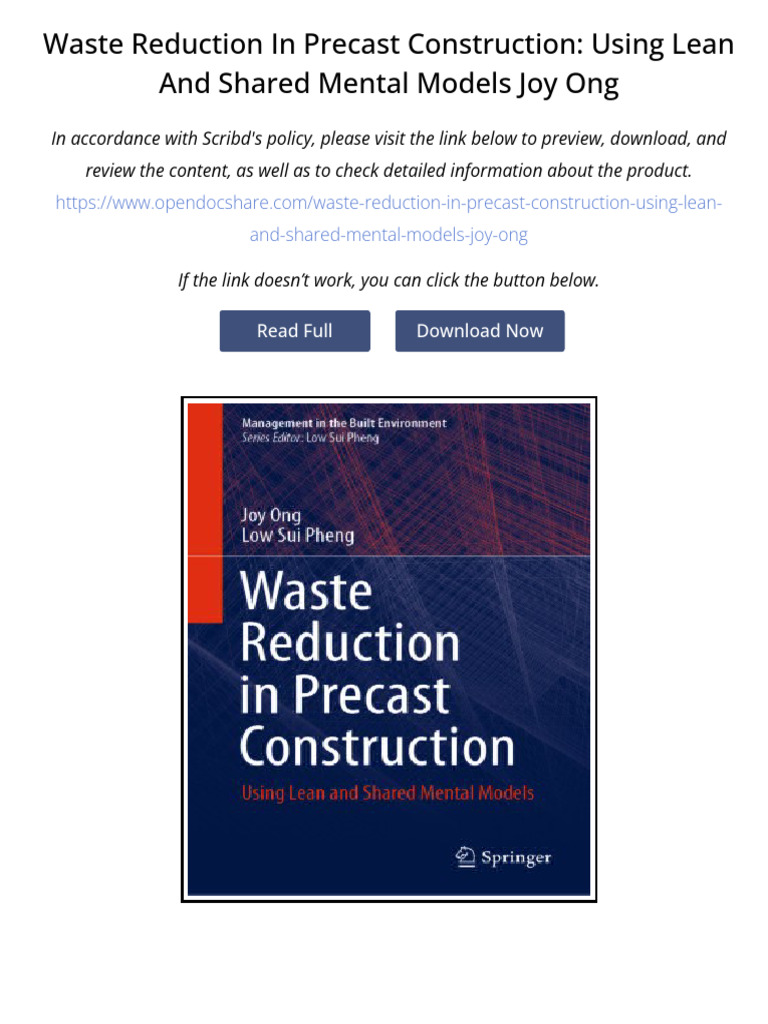 Waste Reduction in Precast Construction: Using Lean and Shared Mental ...