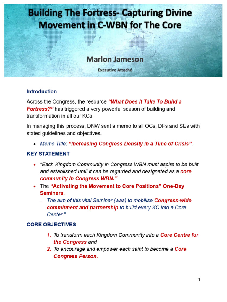 Building the Fortress Capturing Divine Movement in Cwbn for the Core Mj ...