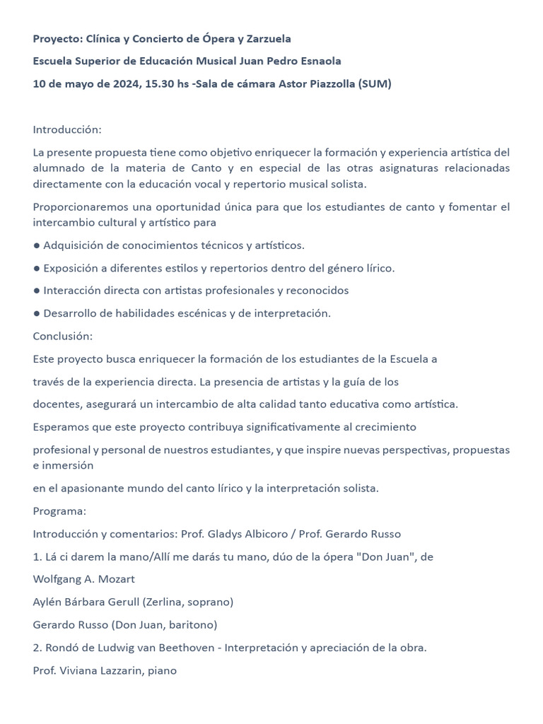 Clinic Ay Program A | PDF | Ópera | Música vocal