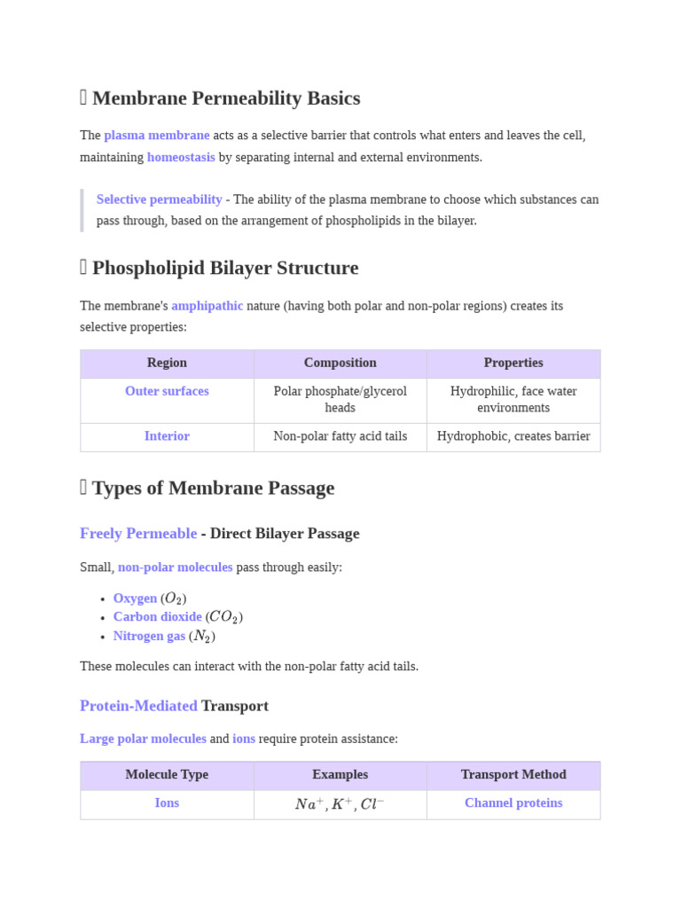 Membrane Permeability Explained | PDF | Cell Membrane | Cell (Biology)